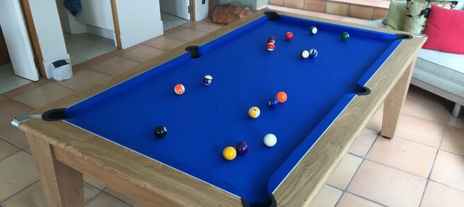 mypooltable | The Chelsea Pool Table in Oak and Blue